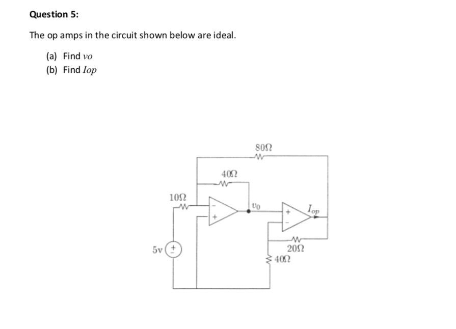 Solved Question 5: The op amps in the circuit shown below | Chegg.com