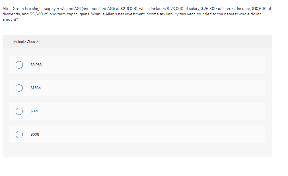 Solved Allen Green is a single taxpayer with an AGl (and | Chegg.com
