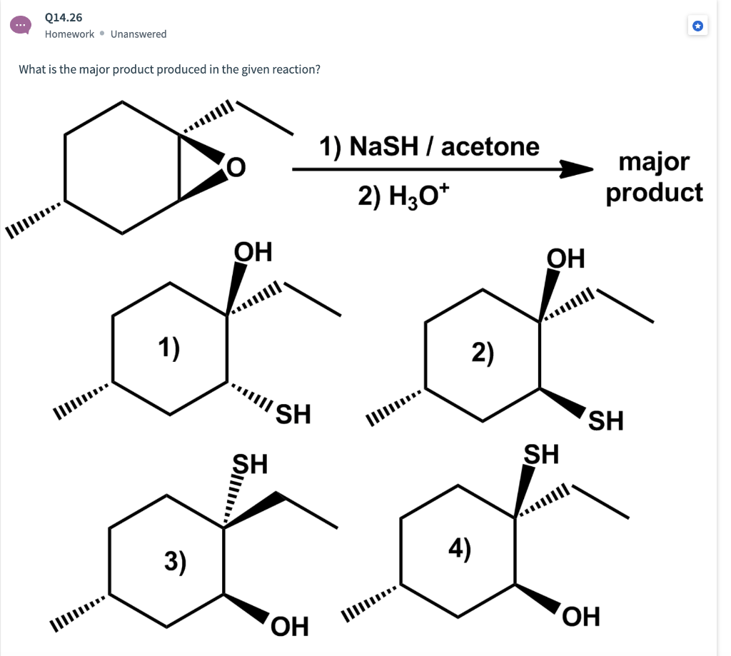 Solved Q14.27 . Homework Unanswered H2SO major product What | Chegg.com