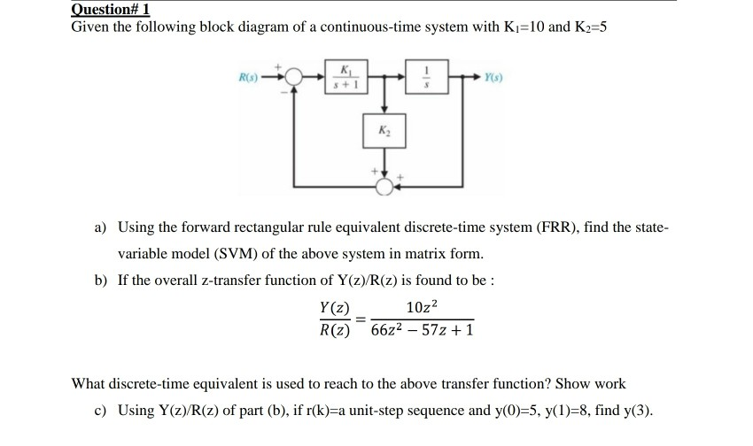 EE 473/01A Summer 2019 HW #2 Question Given the | Chegg.com
