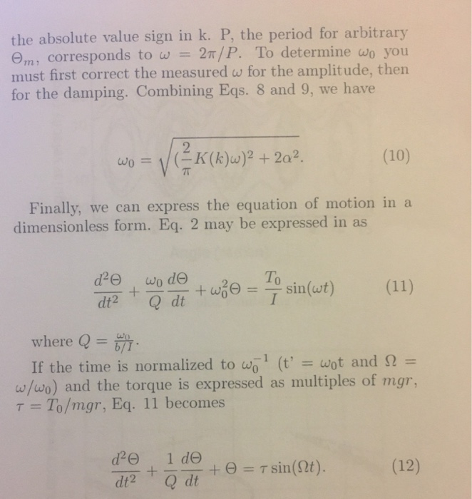 Solved the absolute value sign in k P, the period for | Chegg.com