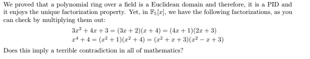 Solved We proved that a polynomial ring over a field is a | Chegg.com