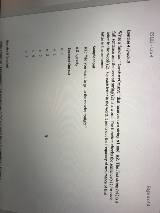 Solved CS103 - Lab 4 Page 3 of 4 Exercise 4 (graded) Write a | Chegg.com