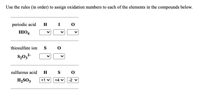 Solved Use the rules (in order) to assign oxidation numbers | Chegg.com