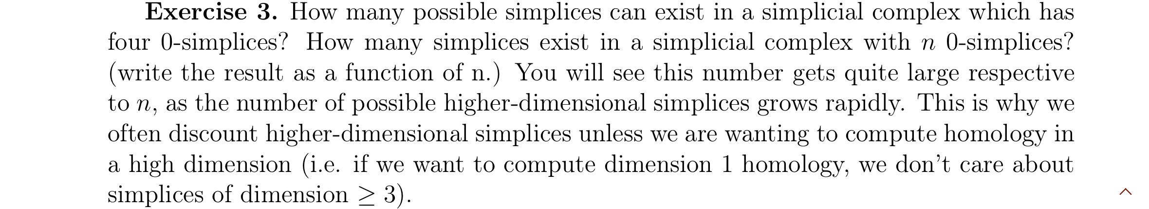 Solved Exercise 3. How many possible simplices can exist in | Chegg.com