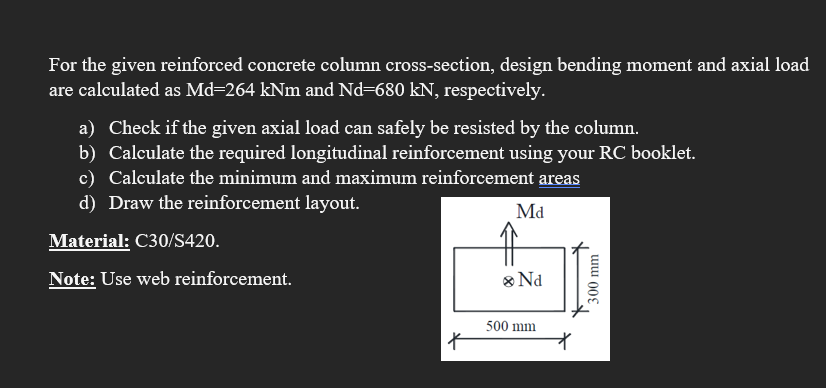 Solved For the given reinforced concrete column | Chegg.com