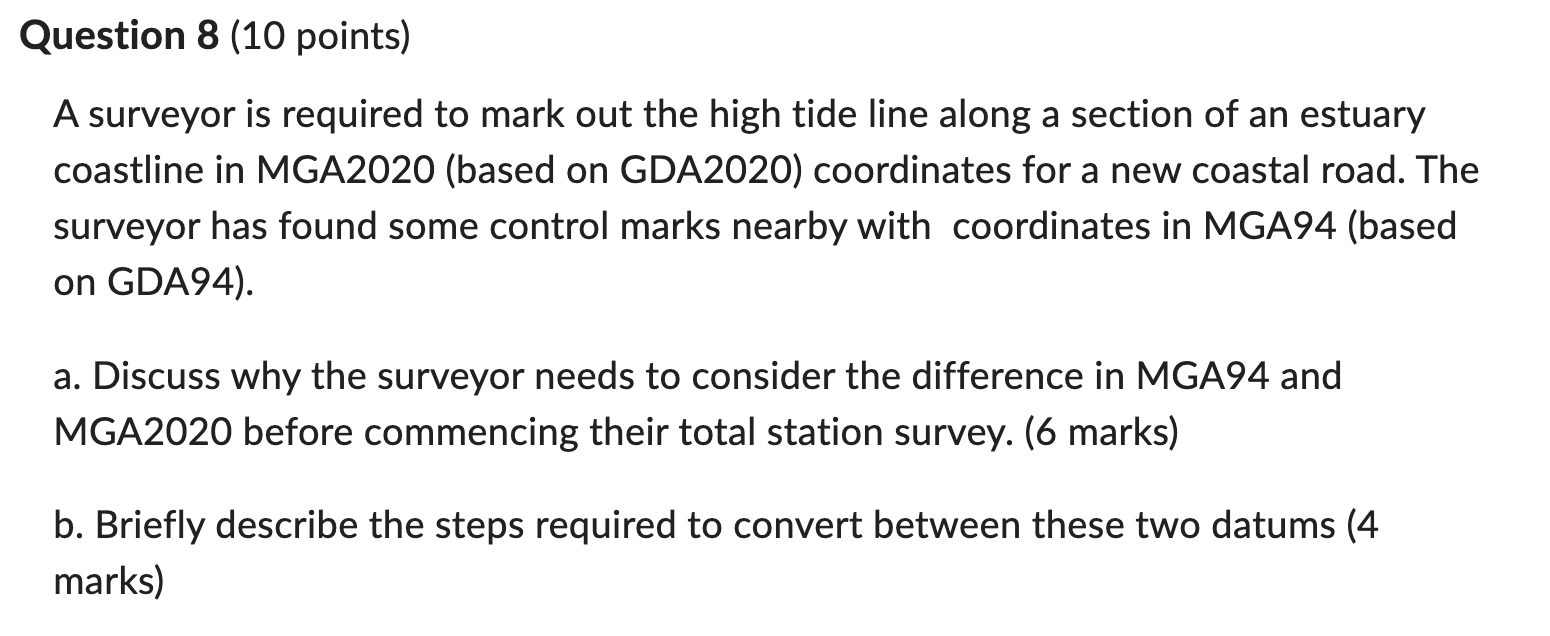 Solved Question 8 (10 points) A surveyor is required to mark | Chegg.com
