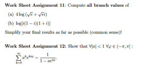 Solved Work Sheet Assignment 11: Compute all branch values | Chegg.com
