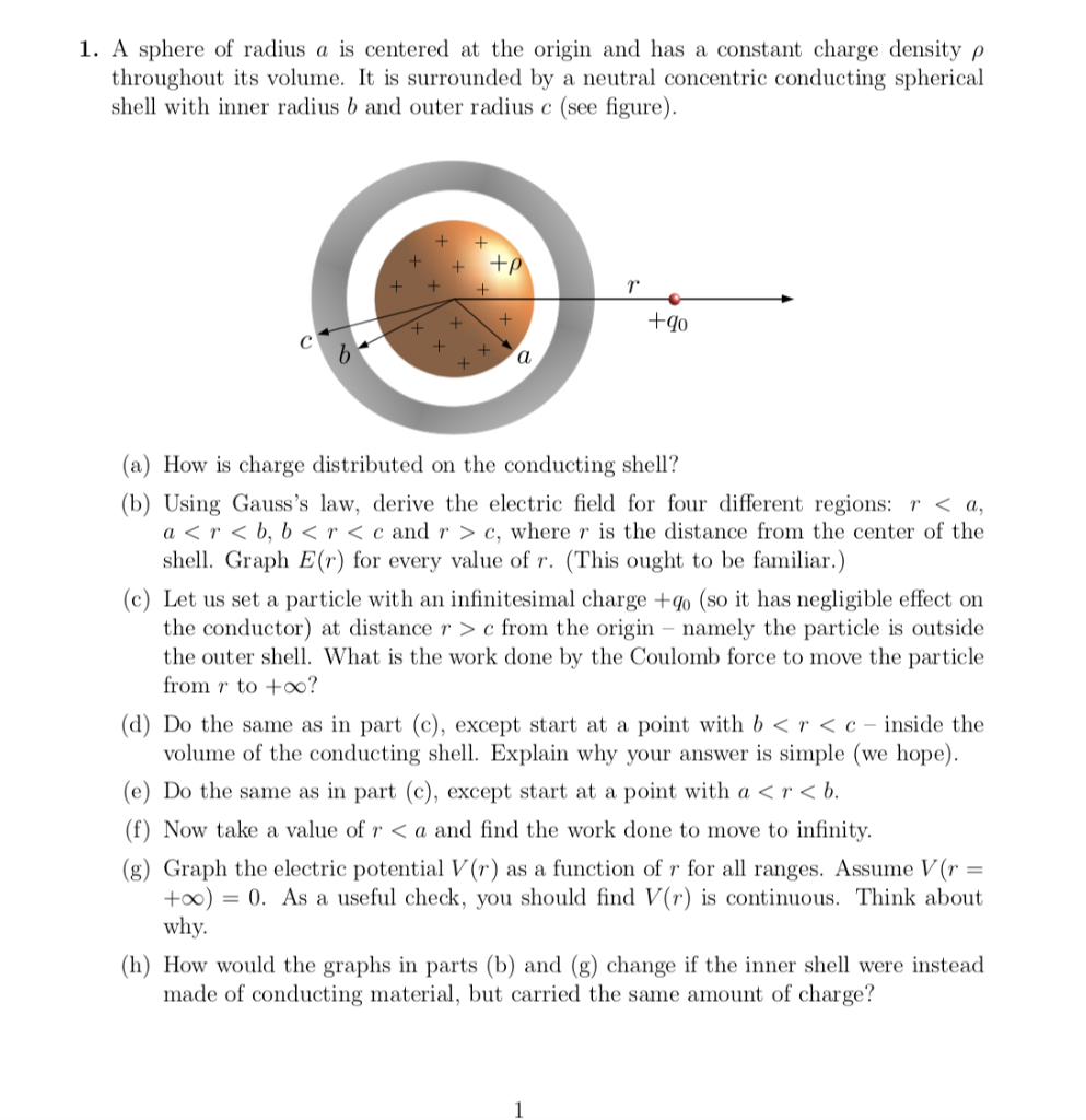 Solved 1. A sphere of radius a is centered at the origin and | Chegg.com