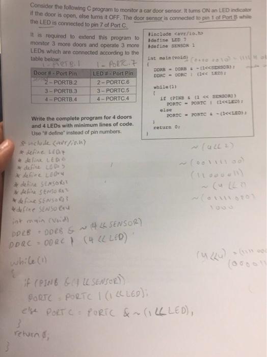 Solved Conster the following C program to monitor a car door | Chegg.com