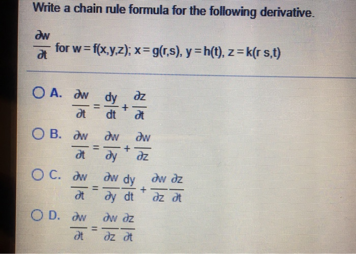 Solved Write a chain rule formula for the following | Chegg.com