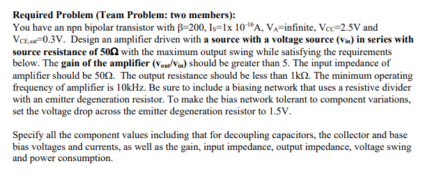 Solved Required Problem (Team Problem: two members): You | Chegg.com