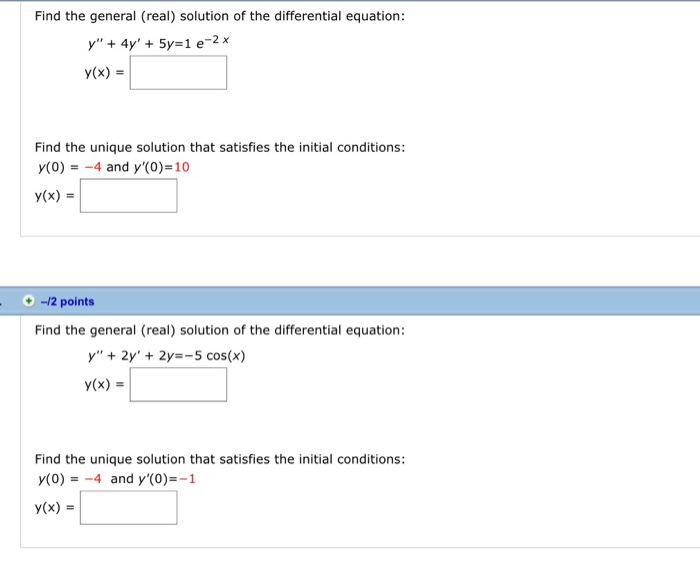 Solved Find the general (real) solution of the differential | Chegg.com