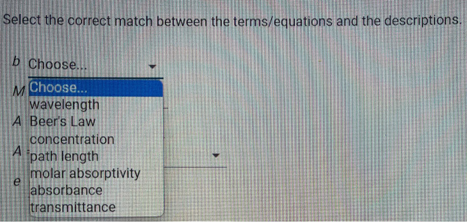Select the correct match between the terms/equations | Chegg.com
