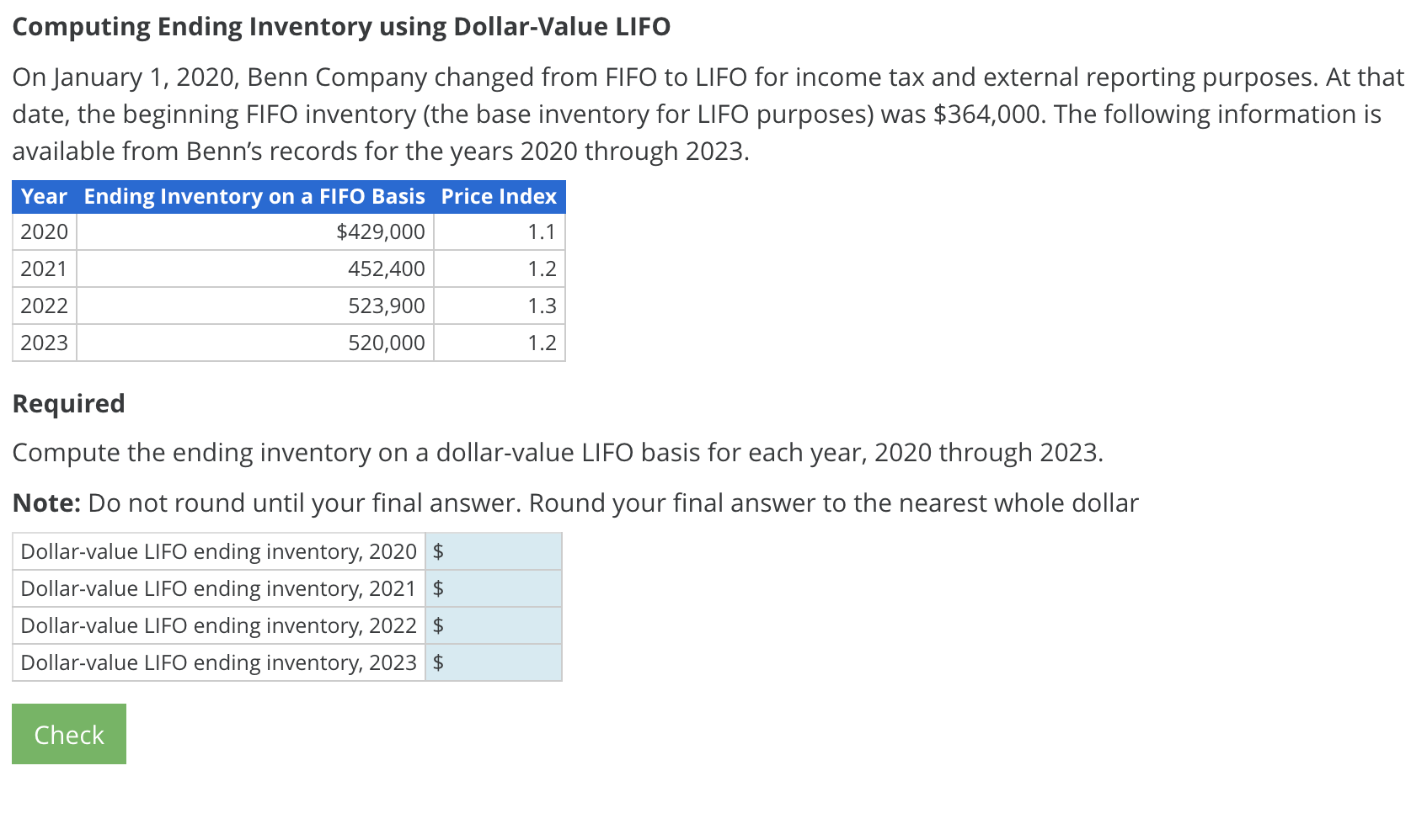 Solved Computing Ending Inventory using Dollar-Value LIFO On | Chegg.com