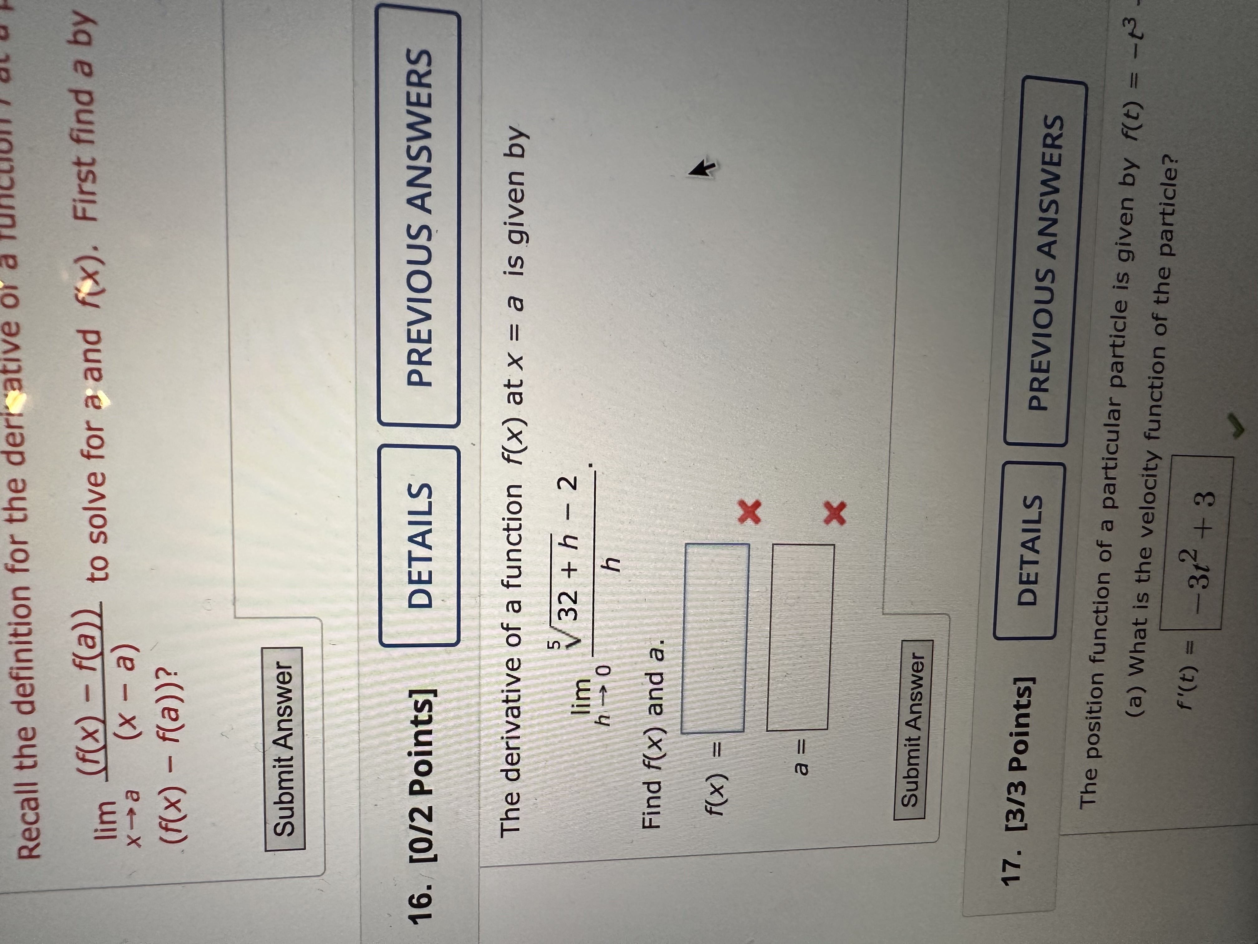 Solved Recall the definition for the deri ative | Chegg.com
