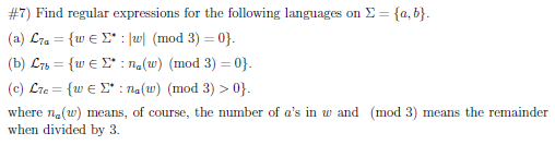 Solved #7) Find regular expressions for the following | Chegg.com
