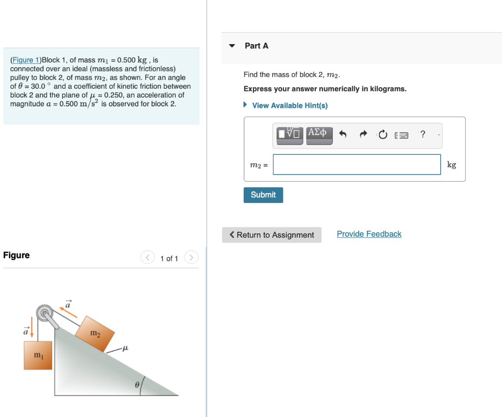 Solved (Figure 1)Block 1 , of mass m1=0.500 kg, is connected | Chegg.com