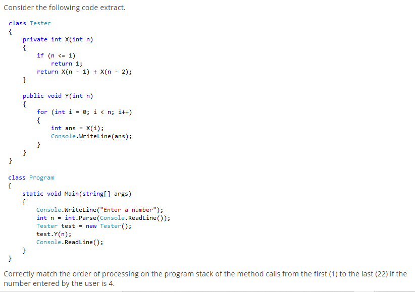 Solved Consider The Following Code Extract Class Tester 