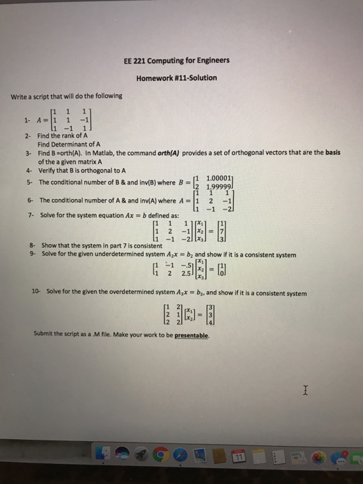 Solved EE 221 Computing for Engineers Homework #11-Solution | Chegg.com