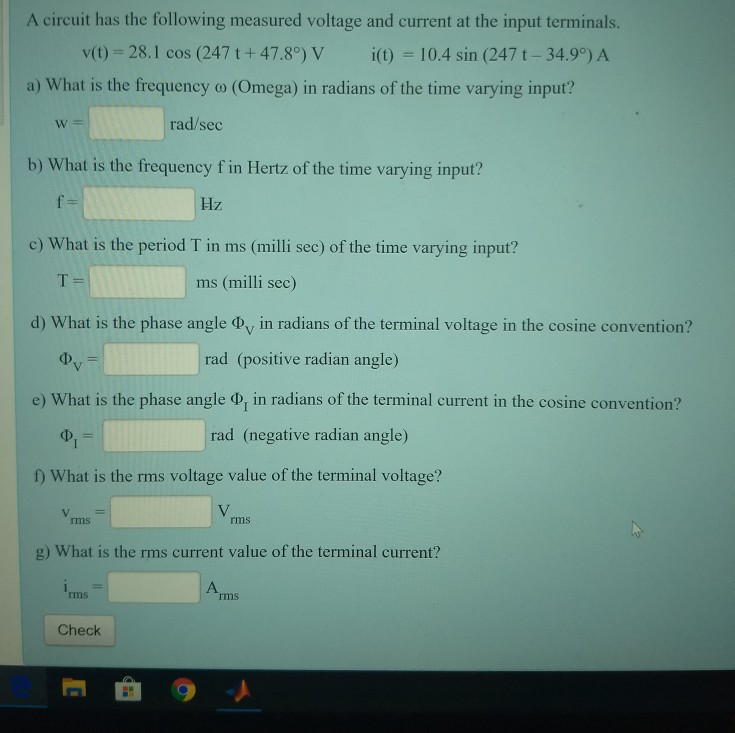 Solved A circuit has the following measured voltage and | Chegg.com