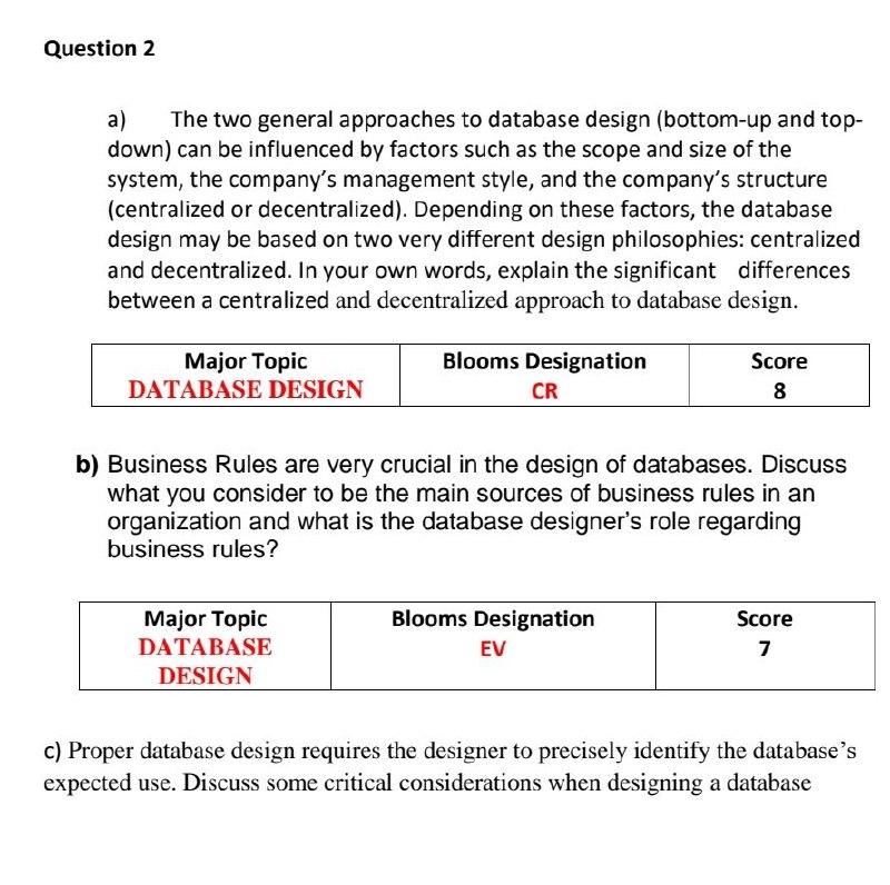 Solved Question 2 a) a) The two general approaches to | Chegg.com