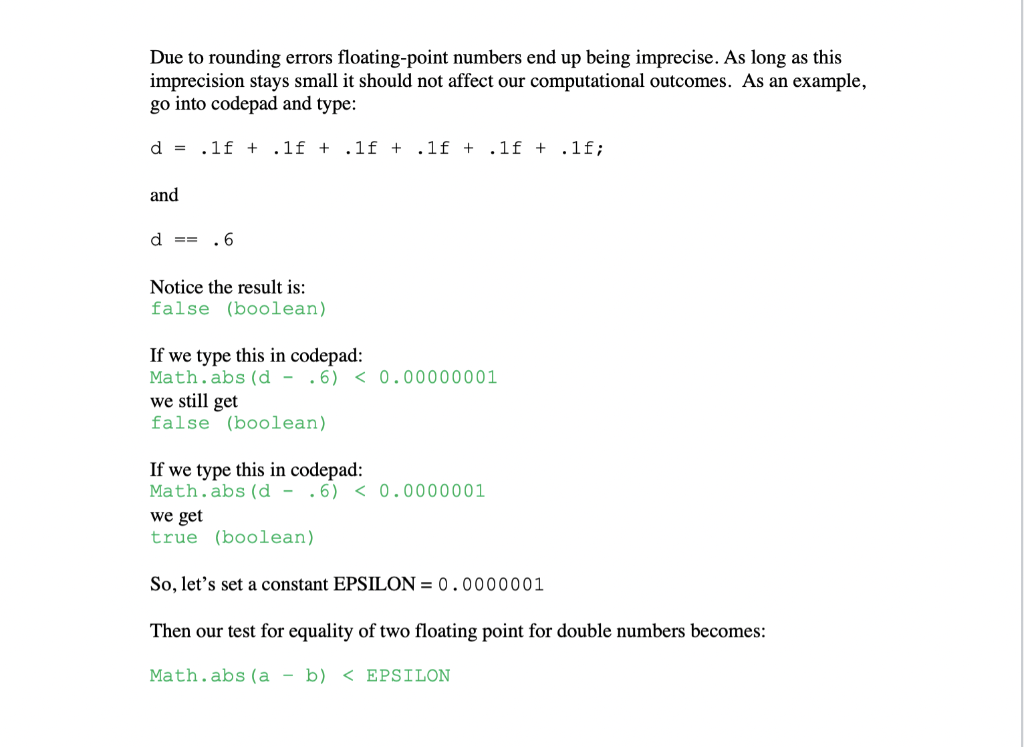 Solved Testing real numbers for Equality When comparing two | Chegg.com