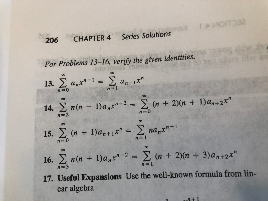 Solved 206 CHAPTER 4 Series Solutions For Problems 13-16, | Chegg.com
