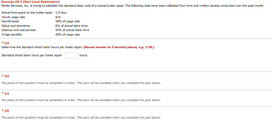 Solved Exercise 25-4 (Part Level Submission) Monte Services, | Chegg.com