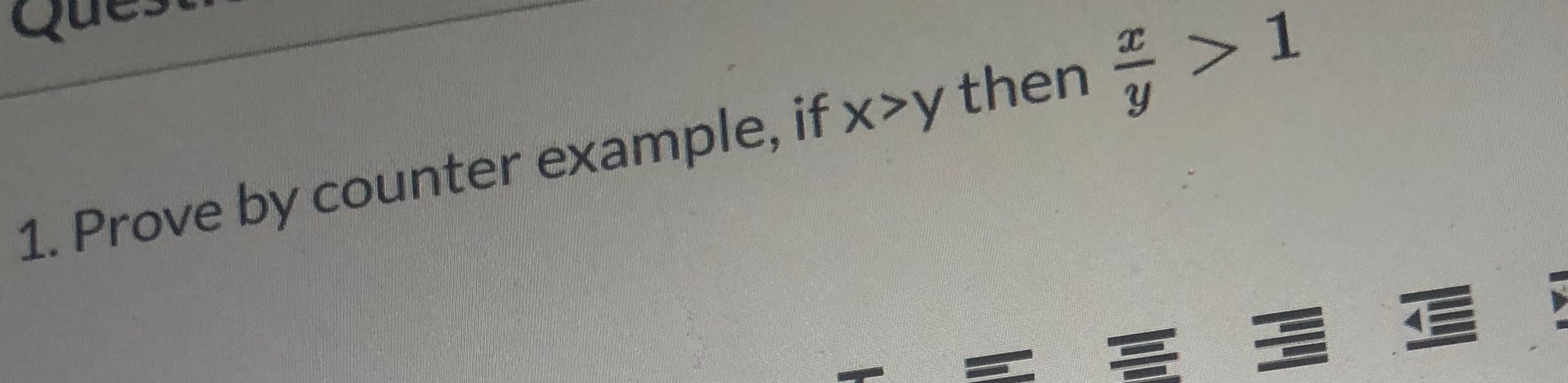 Solved > 1 1. Prove by counter example, if x>y then = 3E | Chegg.com