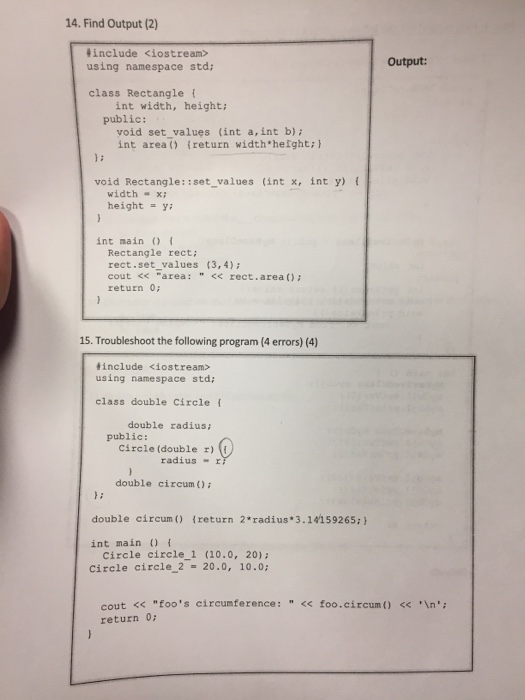 Solved 14 Find Output 2 Include Using Namespace Std