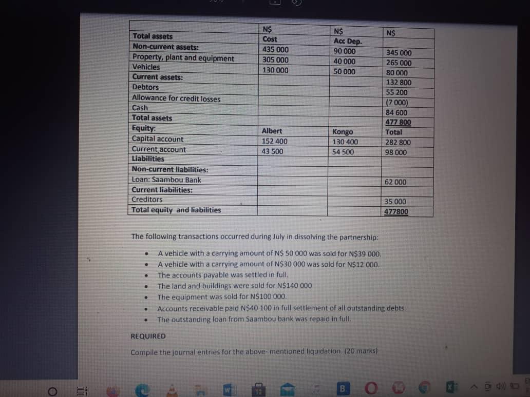 Solved NS N$ Cost 435 000 305 000 130 000 N$ AcDep. 90 000 | Chegg.com