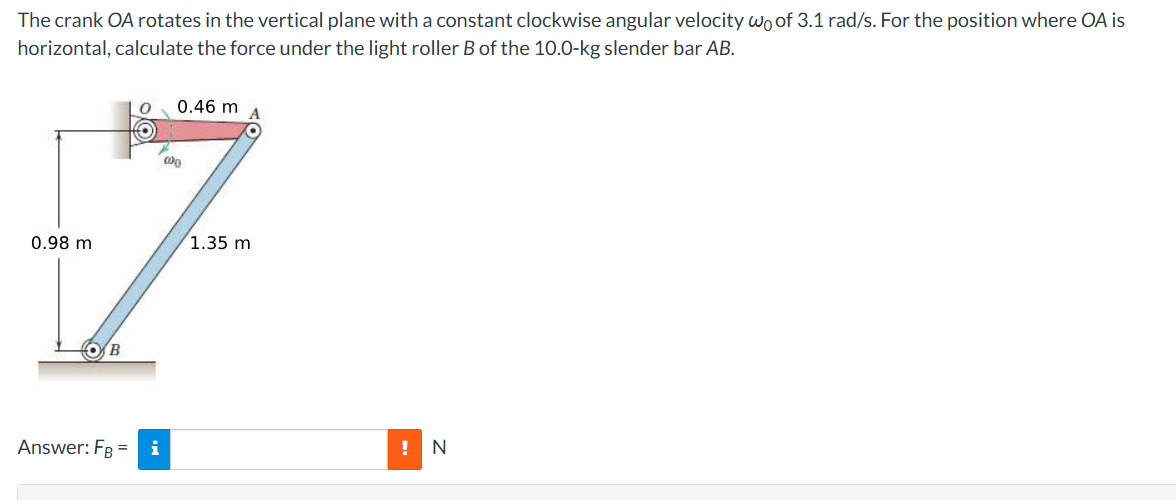 Solved The crank OA ﻿rotates in ﻿the vertical plane with a | Chegg.com