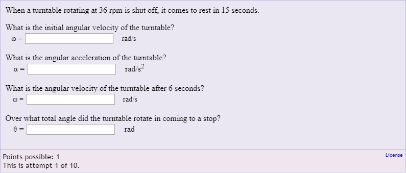 Solved When A Turntable Rotating At 36 Rpm Is Shut Off It