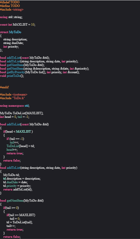 Solved #ifndef TODO #define TODO #include using std::string | Chegg.com