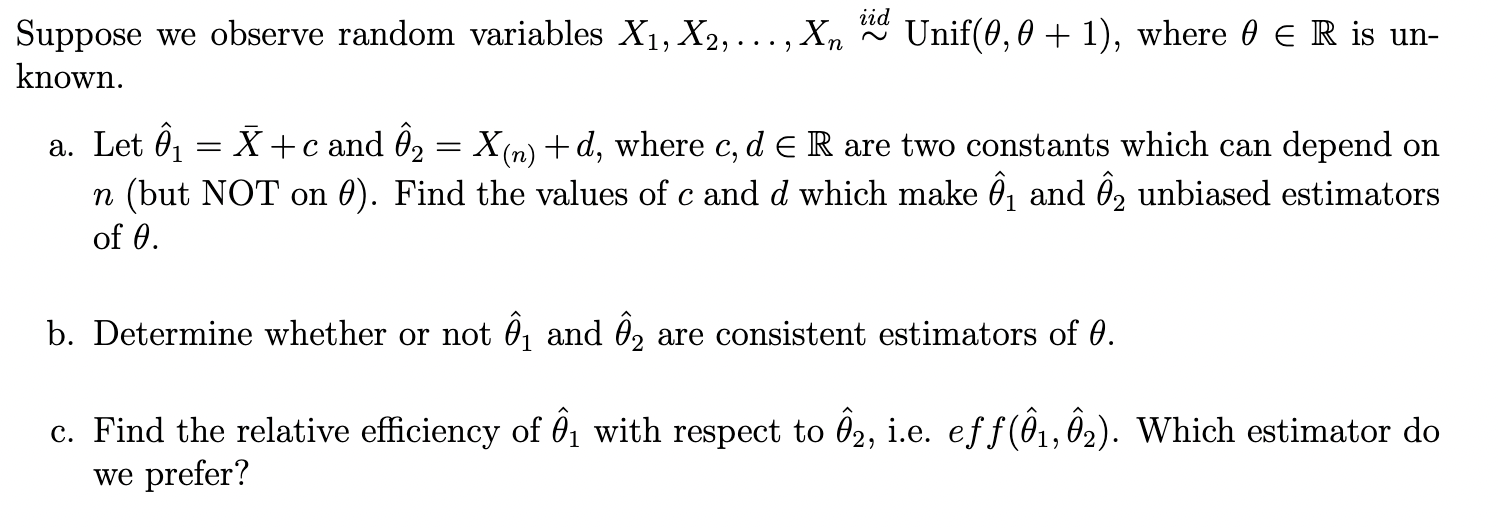 Solved Suppose we observe random variables X1, X2, ..., Xn | Chegg.com