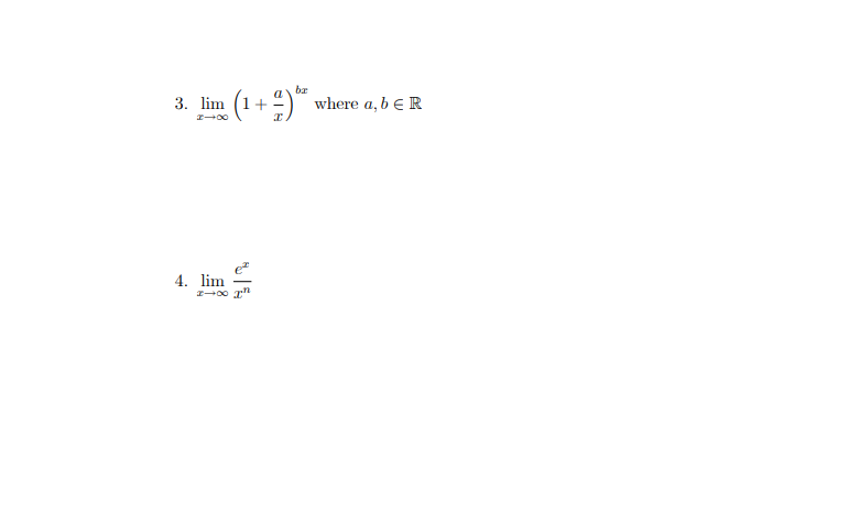 Solved bar 3. where a, b ER lim (1+9)" 4. lim 100 m | Chegg.com