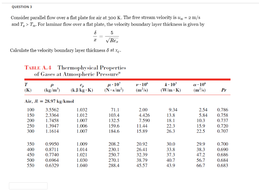 Solved Consider parallel flow over a flat plate for air at | Chegg.com