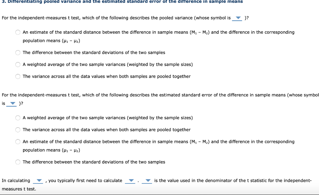 Solved 3. Differentiating pooled variance and the estimated | Chegg.com