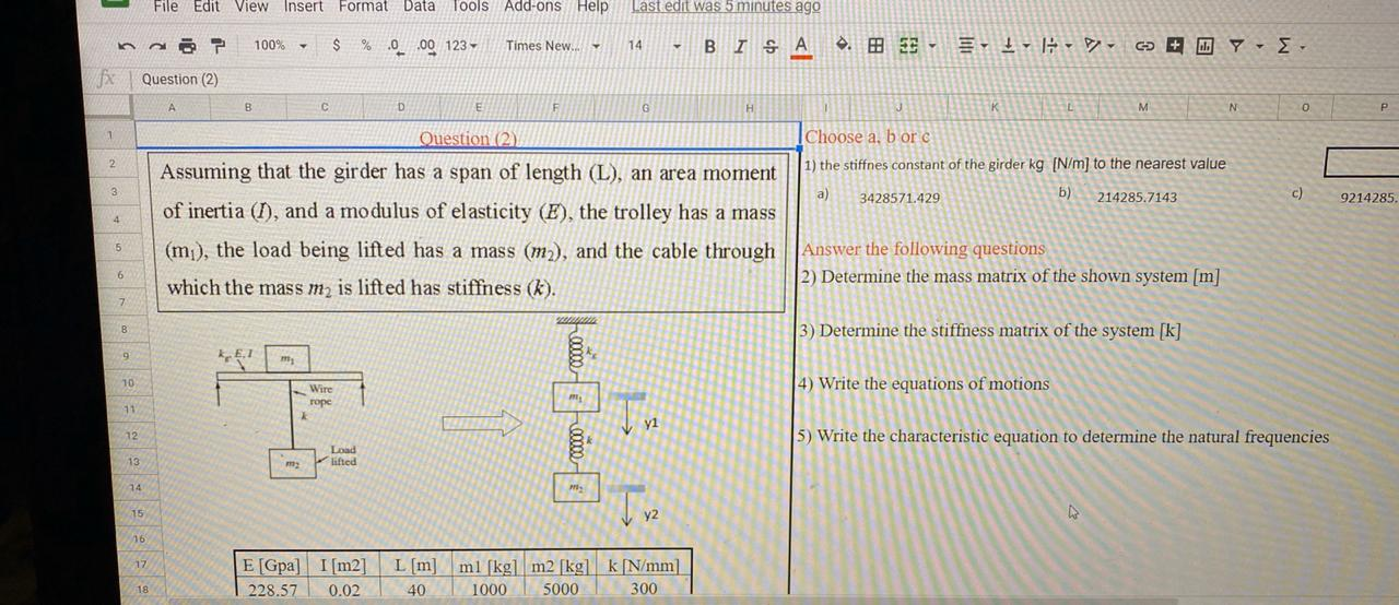 Solved File Edit View Insert Format Data Tools Add-ons Help | Chegg.com