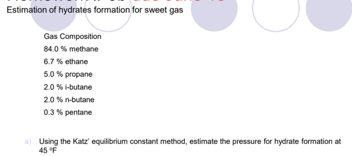Estimation of hydrates formation for sweet gas Gas | Chegg.com
