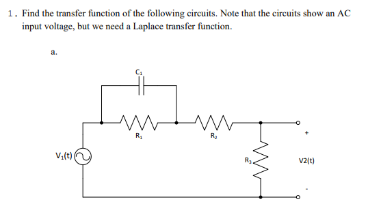 Solved find the transfer function of the following circuits. | Chegg.com