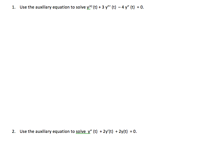 Solved se the auxiliary equation to solve y (t) + 2. Use the | Chegg.com
