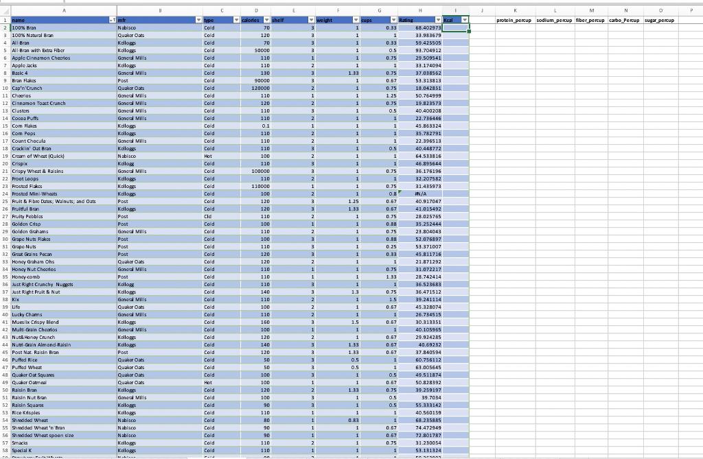 Solved - c) [5 points] Add a formula to Column K of the | Chegg.com