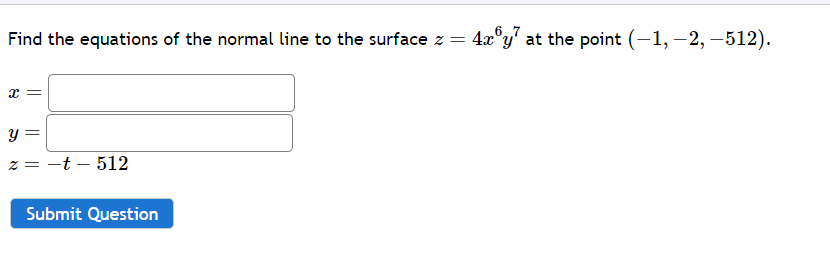 Solved Find the equations of the normal line to the surface | Chegg.com