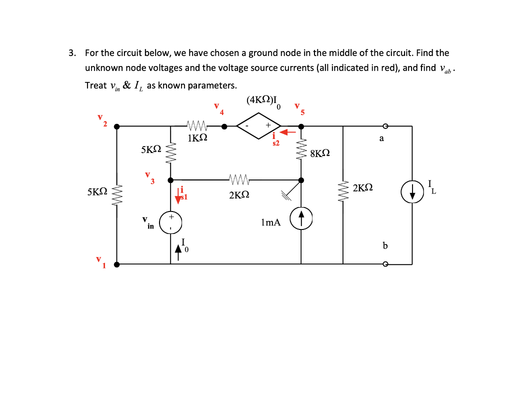 Solved 3. For the circuit below, we have chosen a ground | Chegg.com