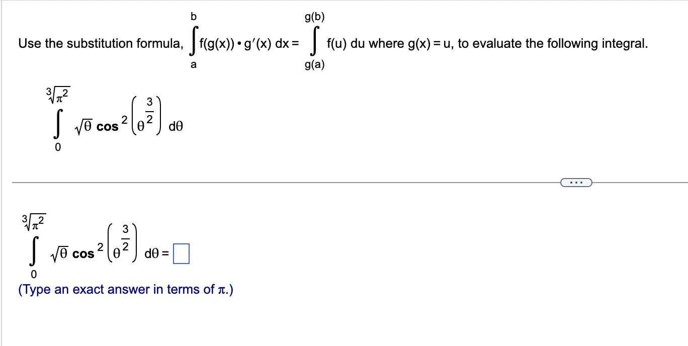 Solved Use the substitution formula, | Chegg.com
