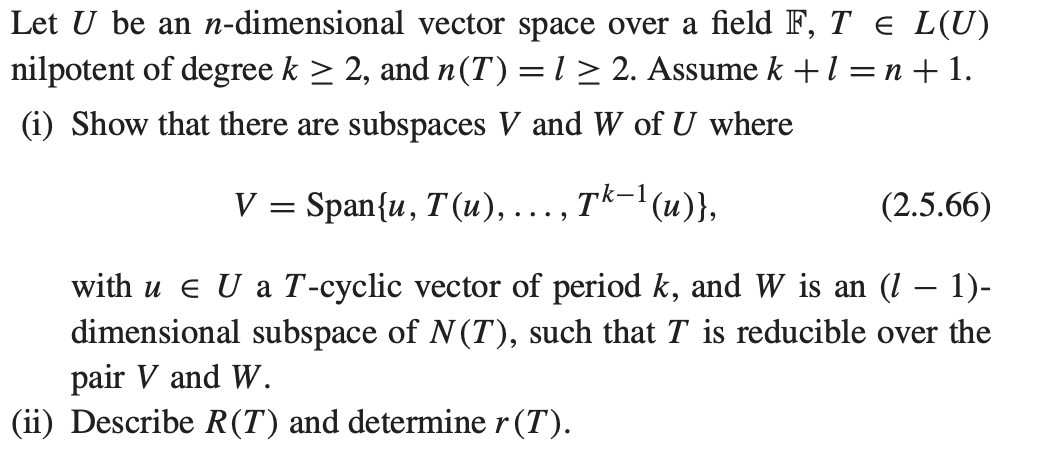 Solved N() is null space and n() is dimension of null | Chegg.com