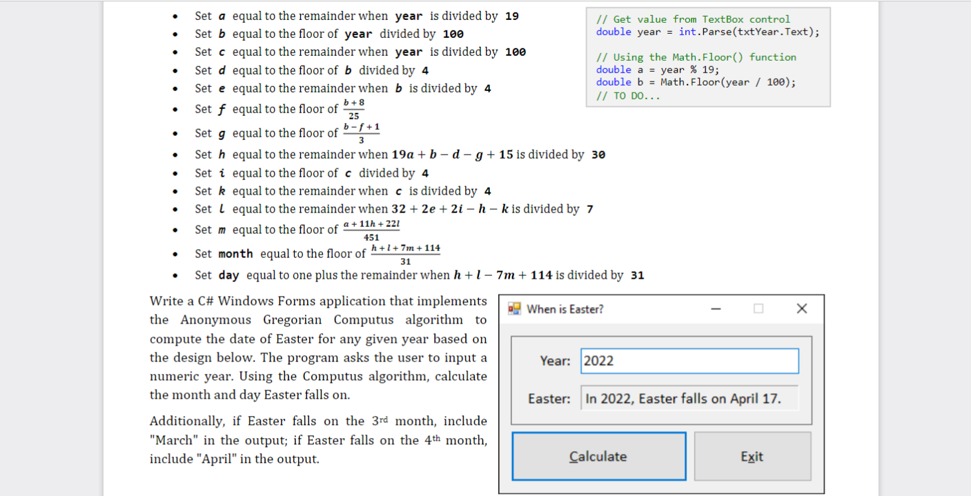 Solved Easter is celebrated on the Sunday immediately after | Chegg.com