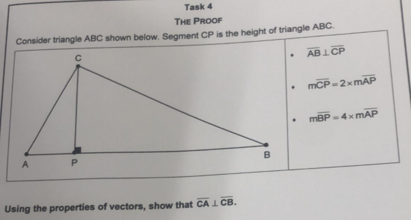 Solved Task 4 THE PROOF Consider triangle ABC shown below. | Chegg.com